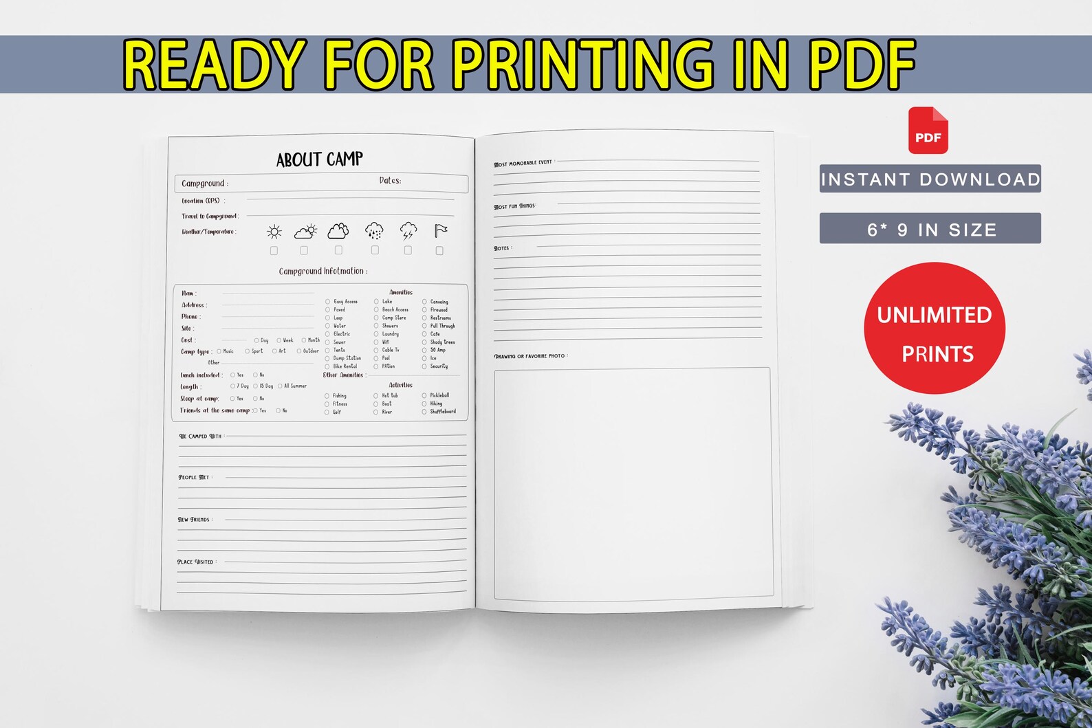 Camping Journal for Kids Printable – Summer Camp Memory Book – Travel ...