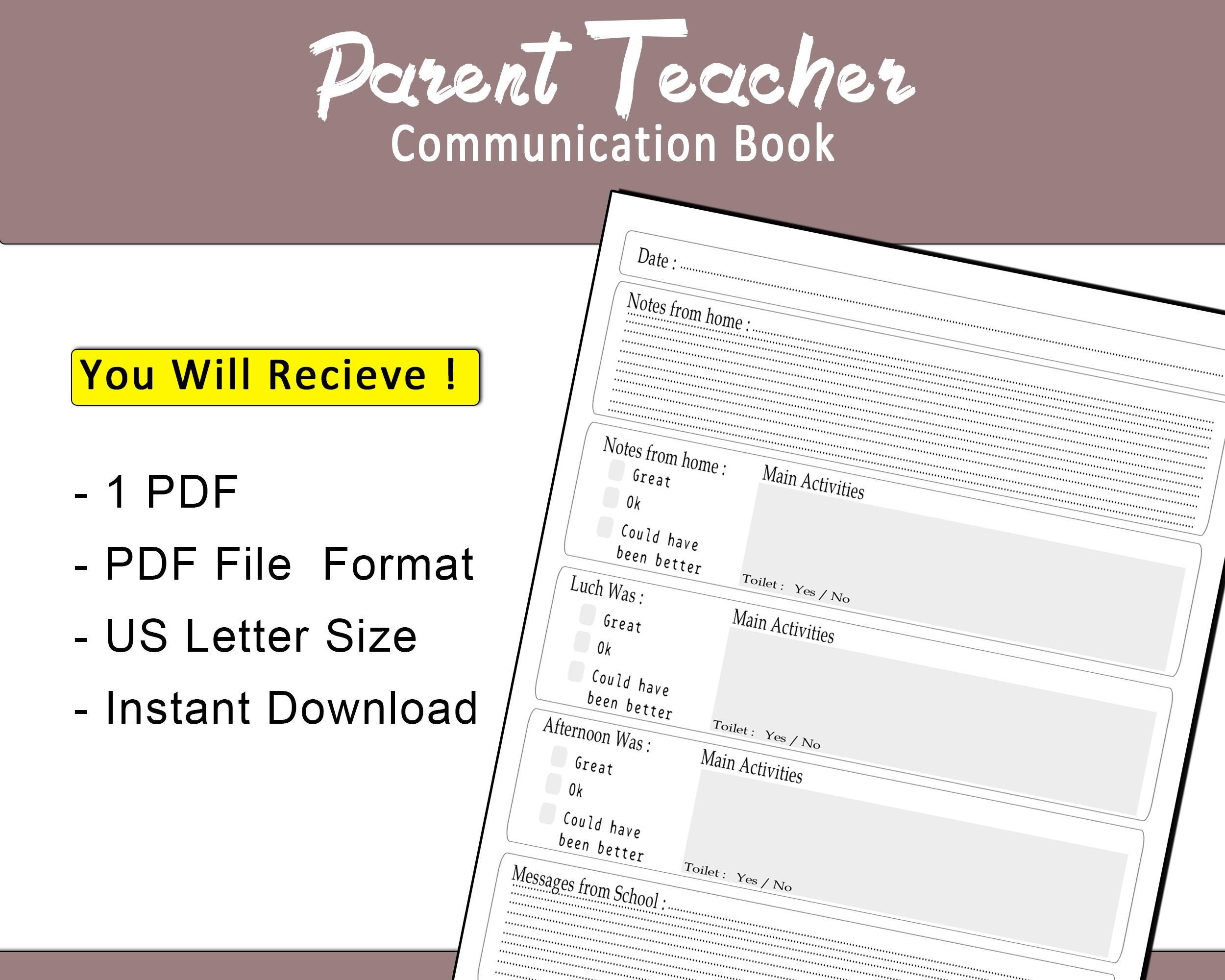 Parent-teacher Communication Log Book Printable | Daily Student Notes ...