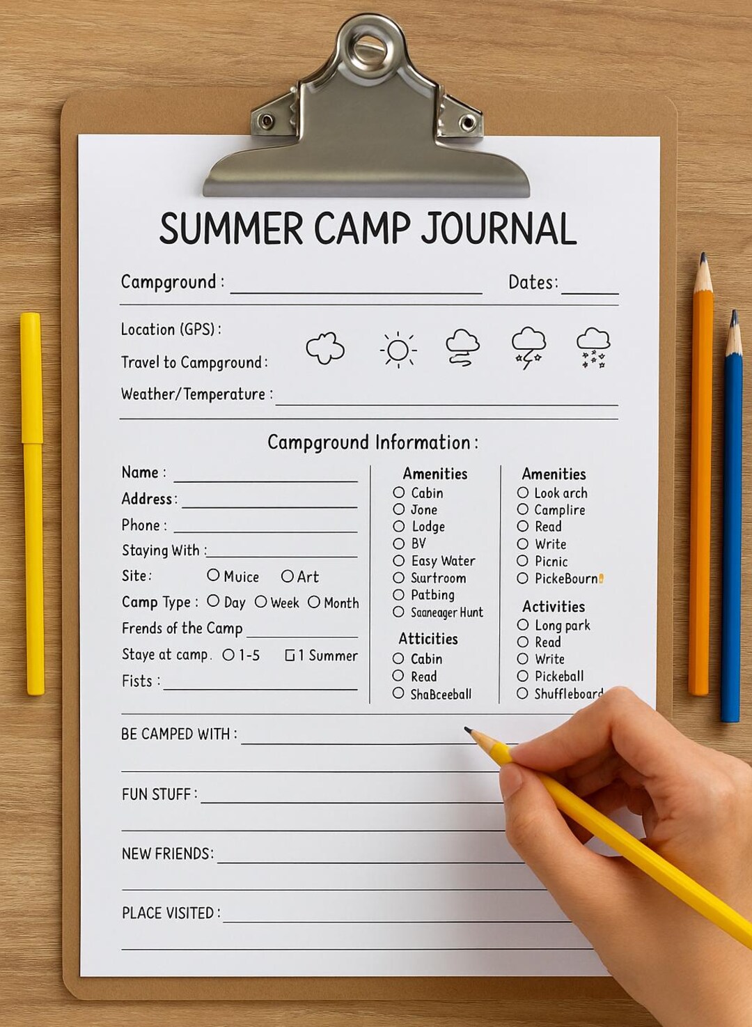 Camping Journal for Kids Printable – Summer Camp Memory Book – Travel ...