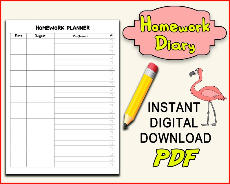 Student Assignment Tracker Printable | Homework Log and Academic ...