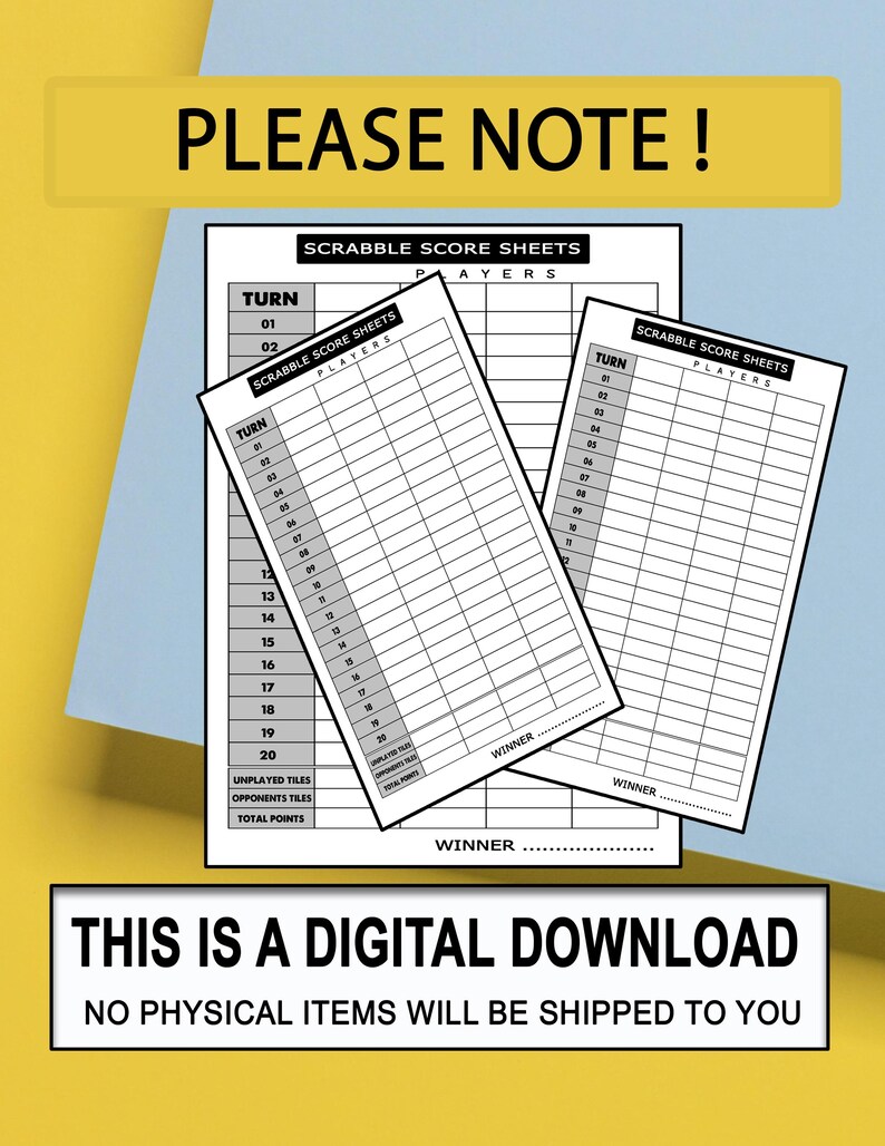 Scrabble Score Sheet – Printable Game Tracker for Scrabble Players ...