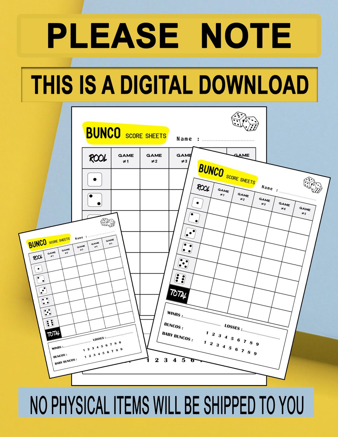 Bunco Score Sheets | Printable PDF | 8.5x11 Inches | Fun Game Tracker ...