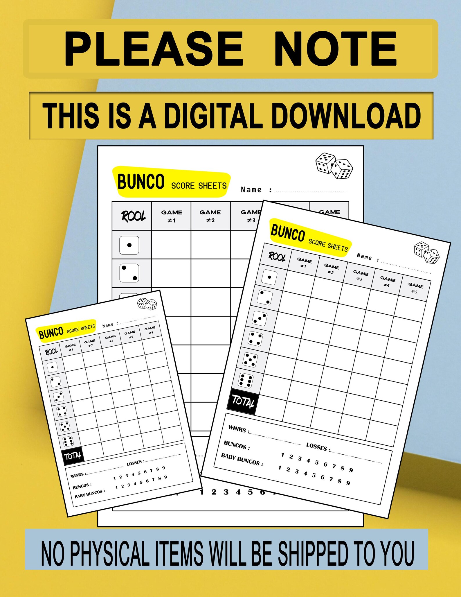 Bunco Score Sheets | Printable PDF | 8.5x11 Inches | Fun Game Tracker ...