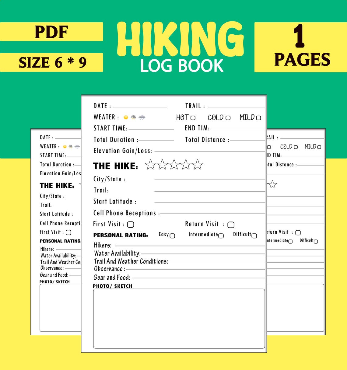 Hiking Log Book – Outdoor Adventure Tracker | Printable Hiking Journal ...