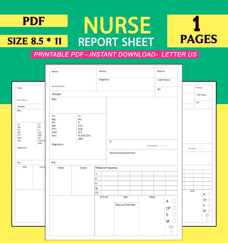 Nurse Report Sheet – Printable Nursing Report Template | SBAR Format ...