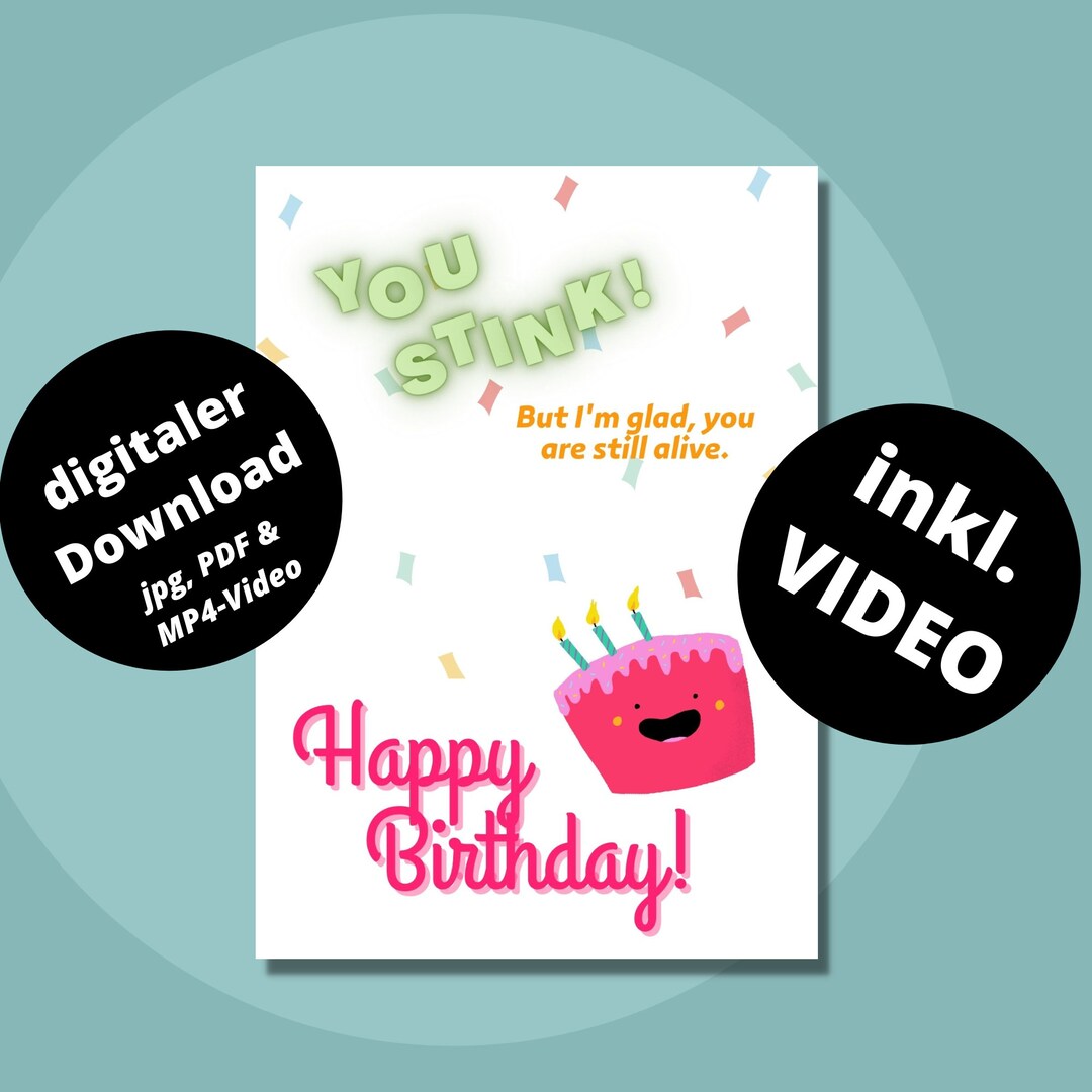 YOU STINK, Happy Birthday Digital VIDEO Postcard - Etsy
