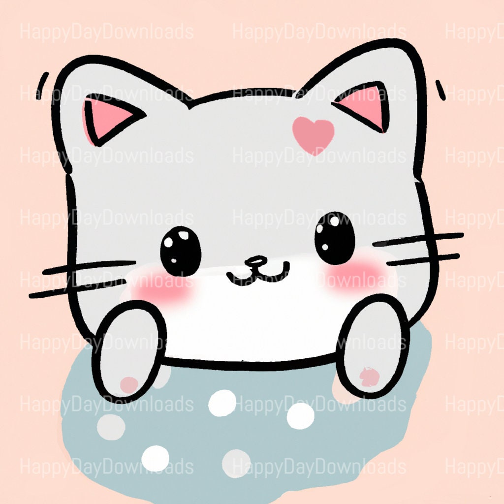 Lindo gato SVG archivo de corte en capas y PNG Kawaii Cricut - Etsy México