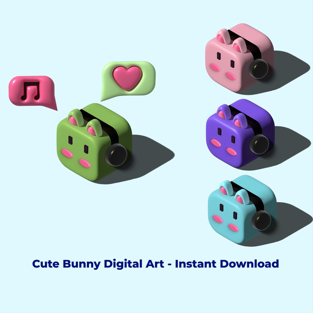 Cute Bunny Wall Art Print PNG & SVG - Adorable Bunny With Heart and ...