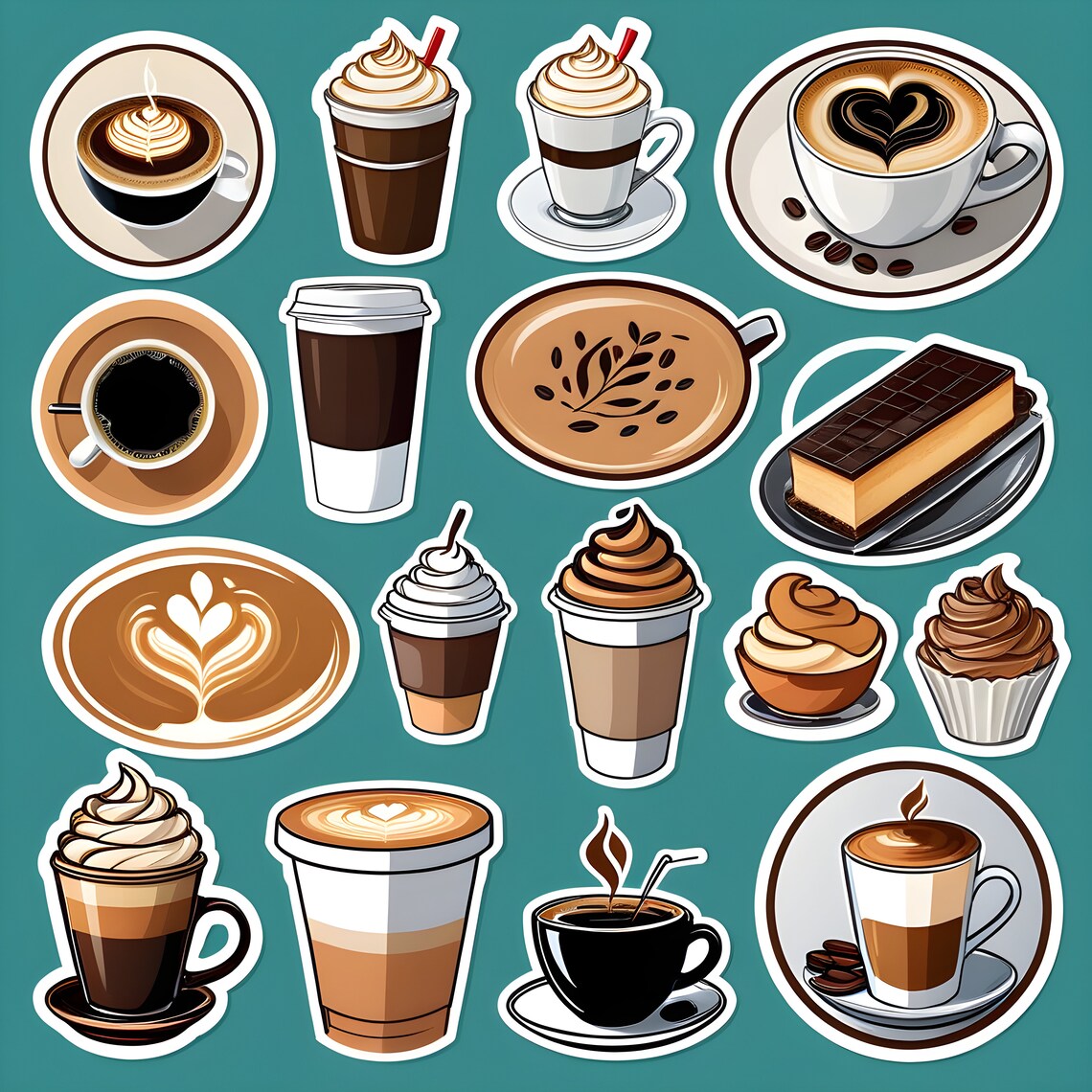 Delicious Coffee 17 Printable Stickers - Etsy