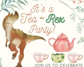 Dinosaur Tea Party Invite - Etsy