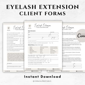 Eyelash Extensions Client Consultation and Consent Forms | EDITABLE ...