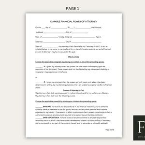 Durable Financial Power of Attorney Template: USA Specific (PDF & Word ...