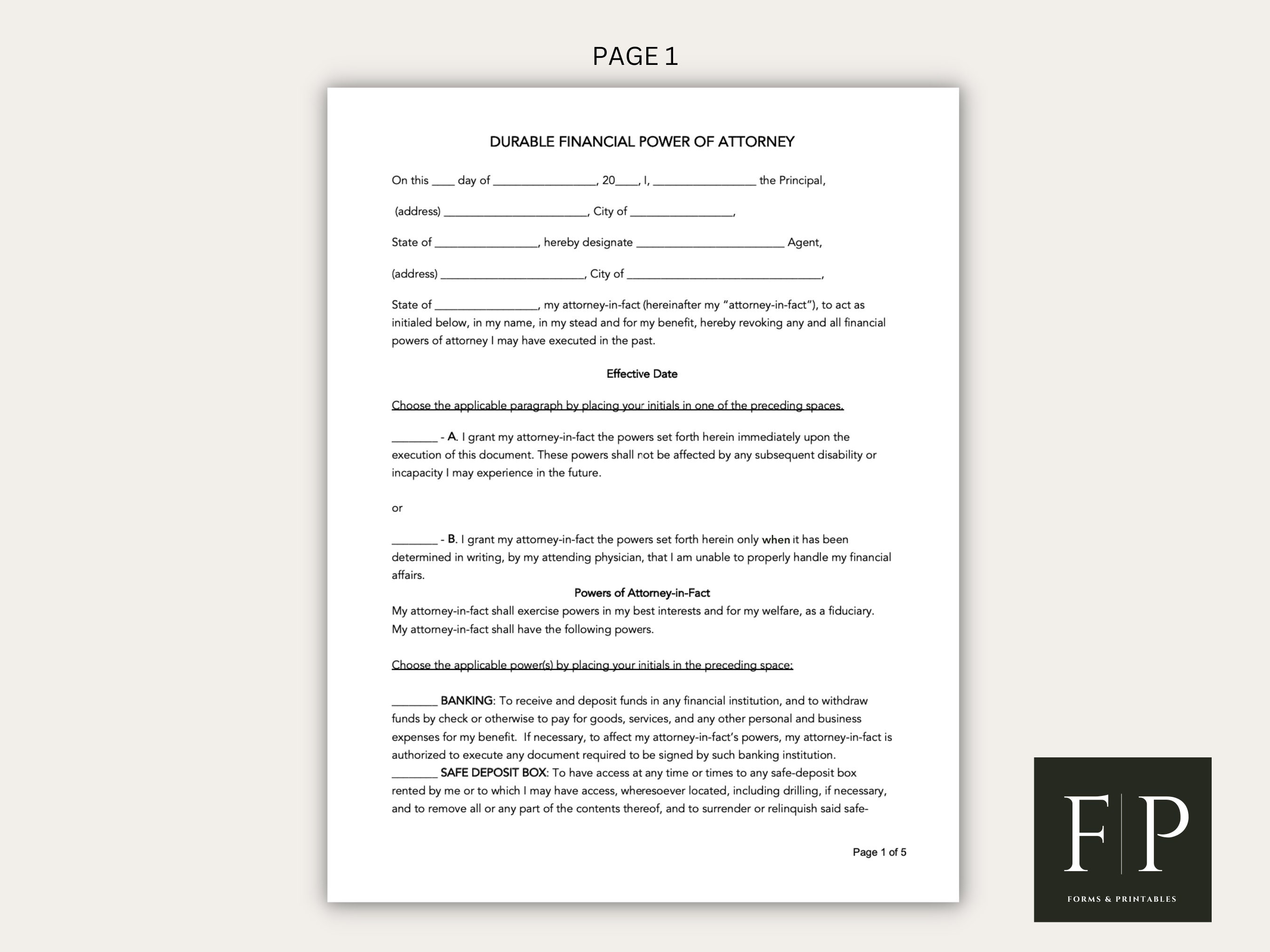 Durable Financial Power of Attorney Template: USA Specific (PDF & Word ...