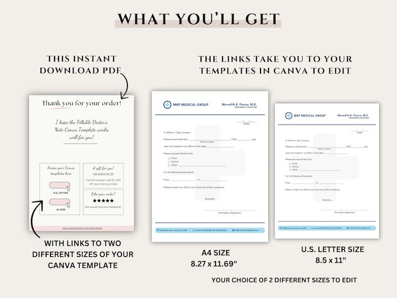 Editable Doctor's Excuse Note Template: Work/school (CANVA) - Etsy