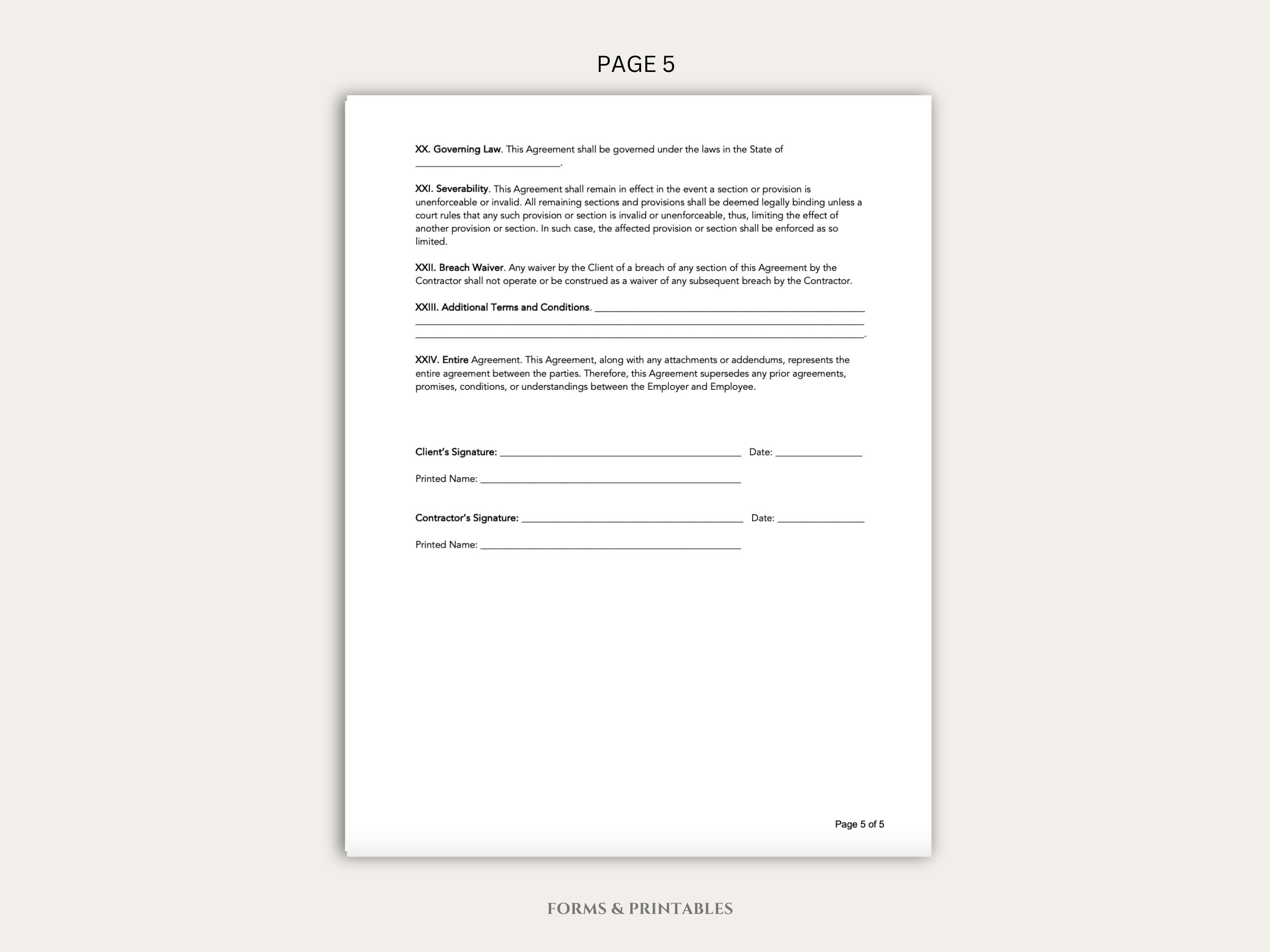 Construction Contract | Editable in MS WORD | PDF Printable | Instant ...