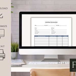 Contractor Invoice Template | Editable in MS WORD | Printable PDF ...