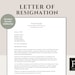 Resignation Letter Template| Editable | Microsoft Word - Etsy