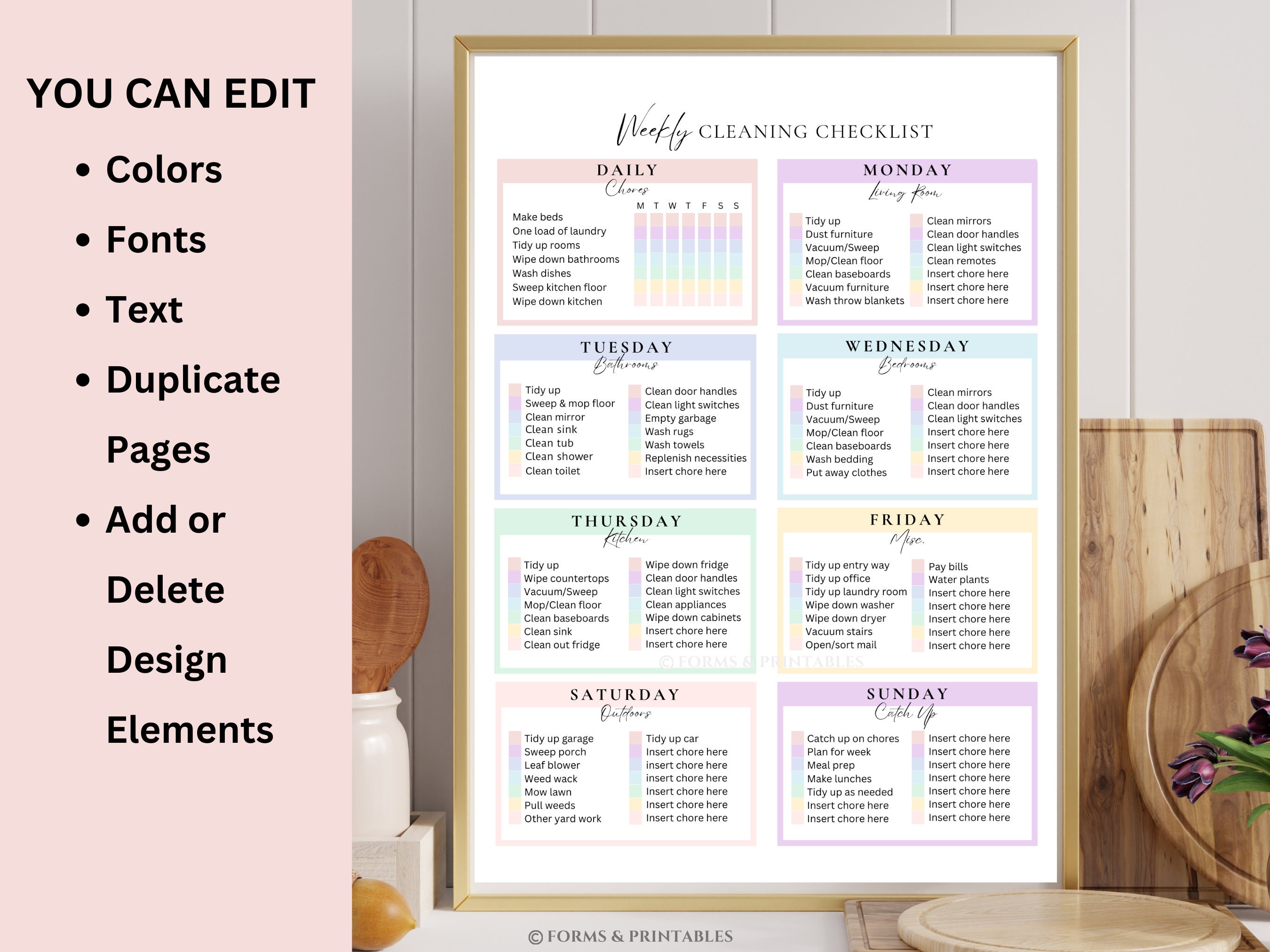 Cleaning Checklist: Adult Chore Chart, Daily & Monthly (canva Template ...