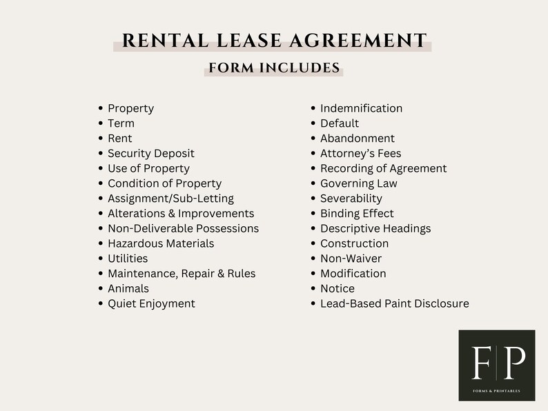 Rental Agreement | Editable Residential Lease Agreement Template - Etsy