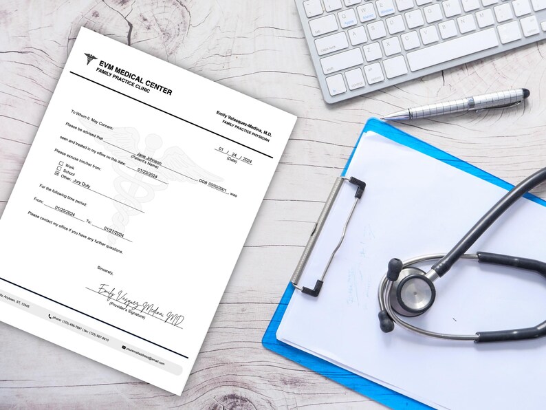 Doctors Excuse Note Doctor's Letter Work School PDF FILLABLE CANVA ...