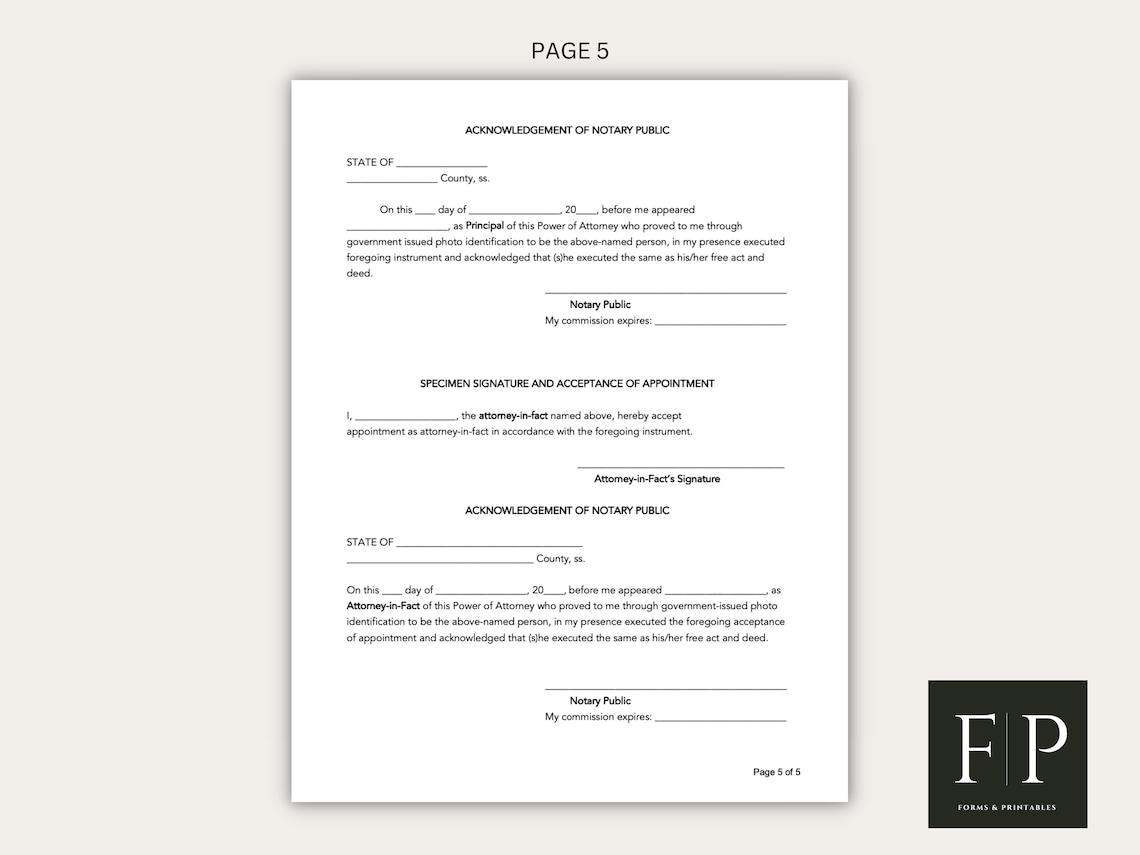 Durable Financial Power of Attorney Template: USA Specific (PDF & Word ...