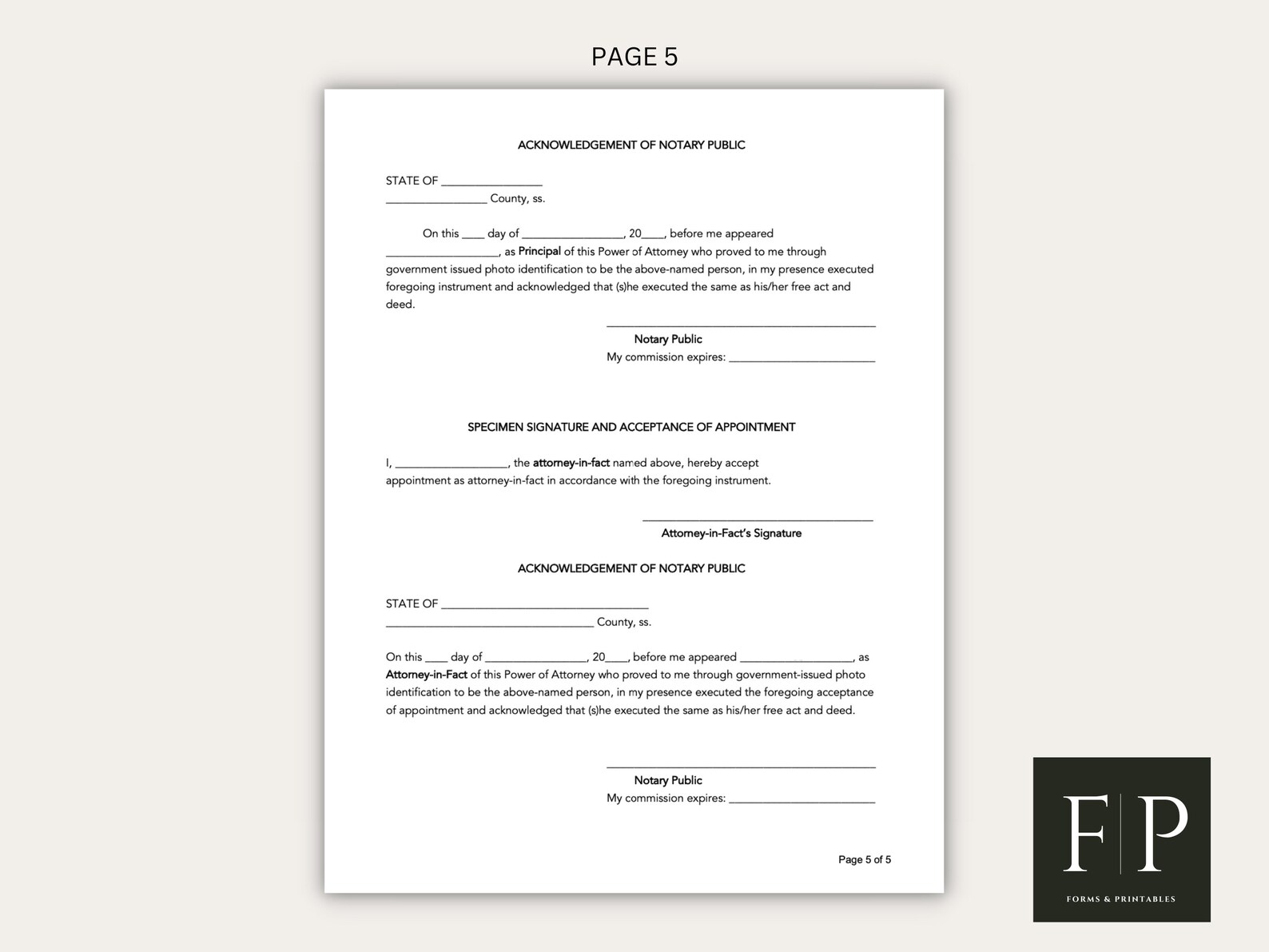 Durable Financial Power of Attorney Template: USA Specific (PDF & Word ...