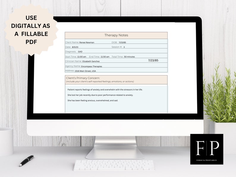 Therapist Notes Form | Therapy Notes Template | Professional Therapy ...