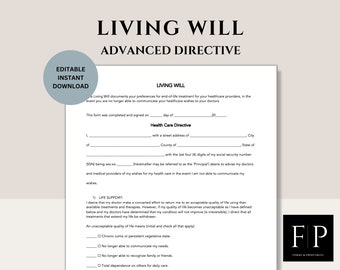 Living Will With Advanced Directive - Etsy