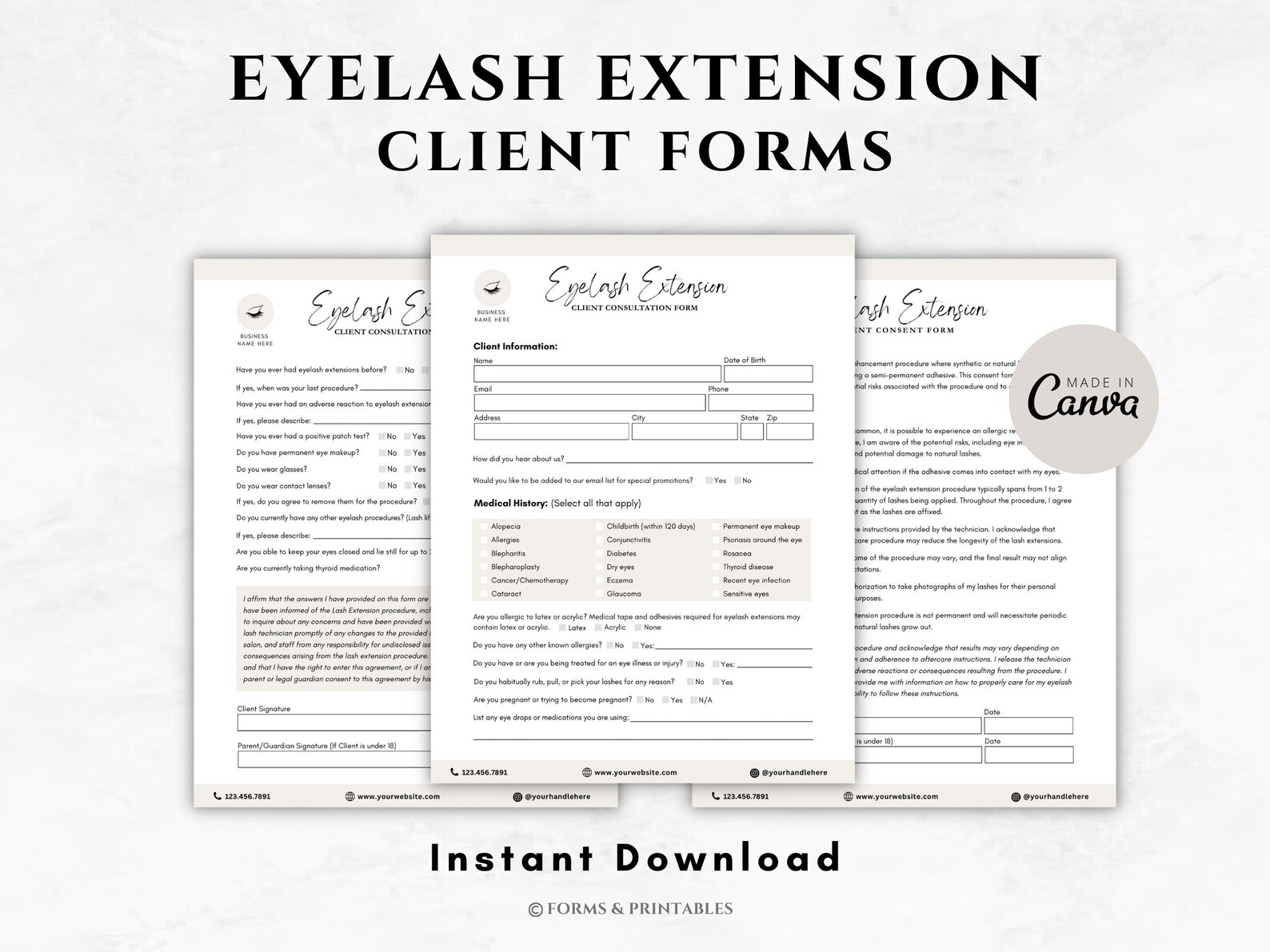 Eyelash Extensions Client Consultation and Consent Forms | EDITABLE ...