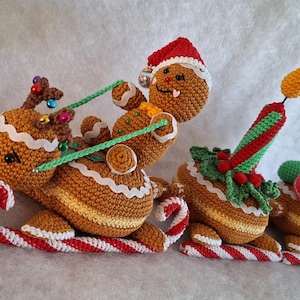PDF Pattern Crochet: Gingerbread Reindeer Turtle With Macaron Sleds ...