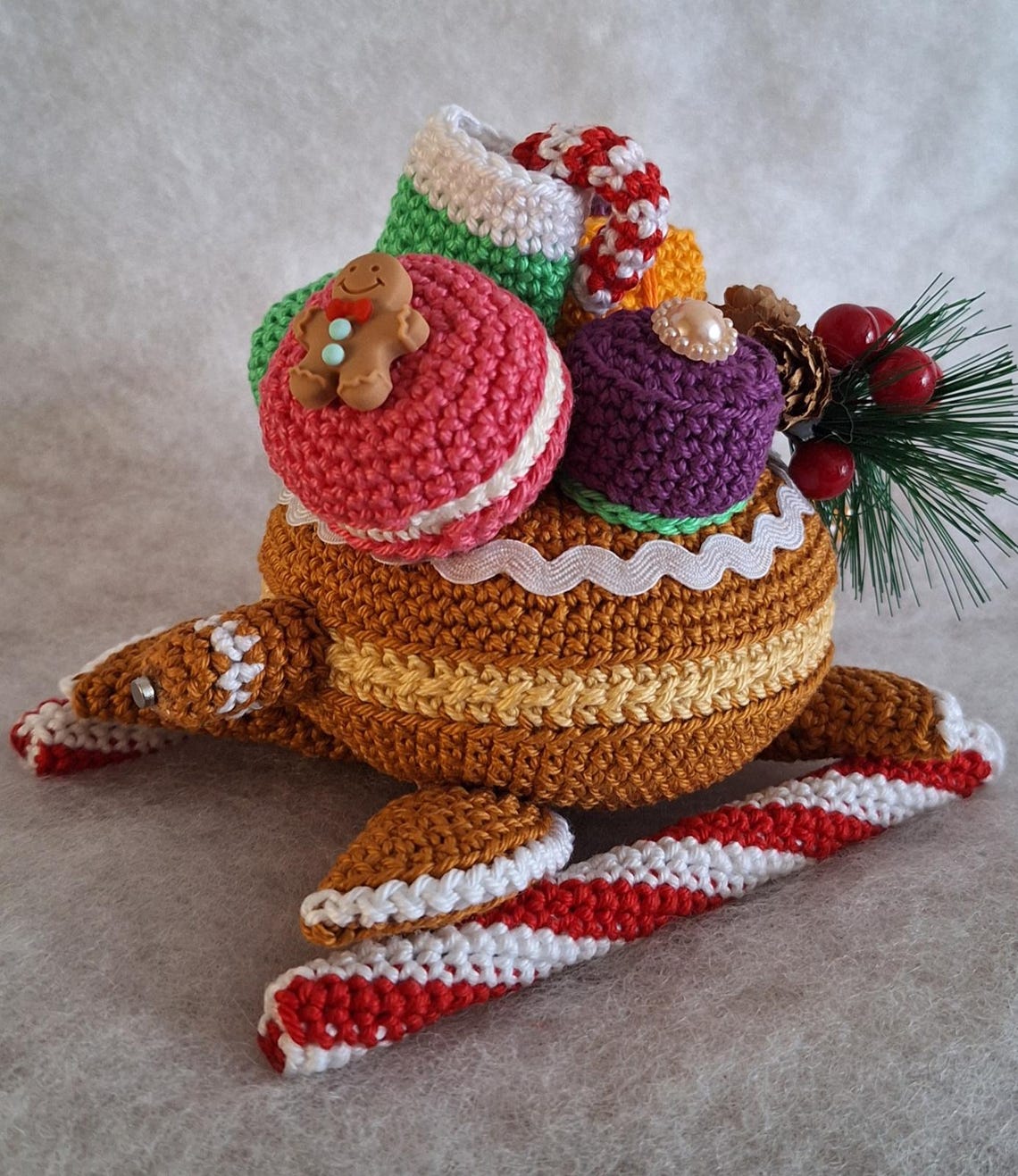 PDF Pattern Crochet: Gingerbread Reindeer Turtle With Macaron Sleds ...