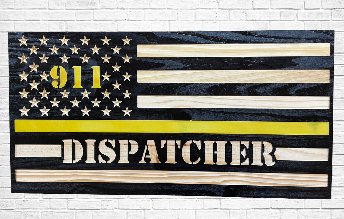 911 Dispatcher Handcrafted Wooden Flag, Patriotic Home Décor ...