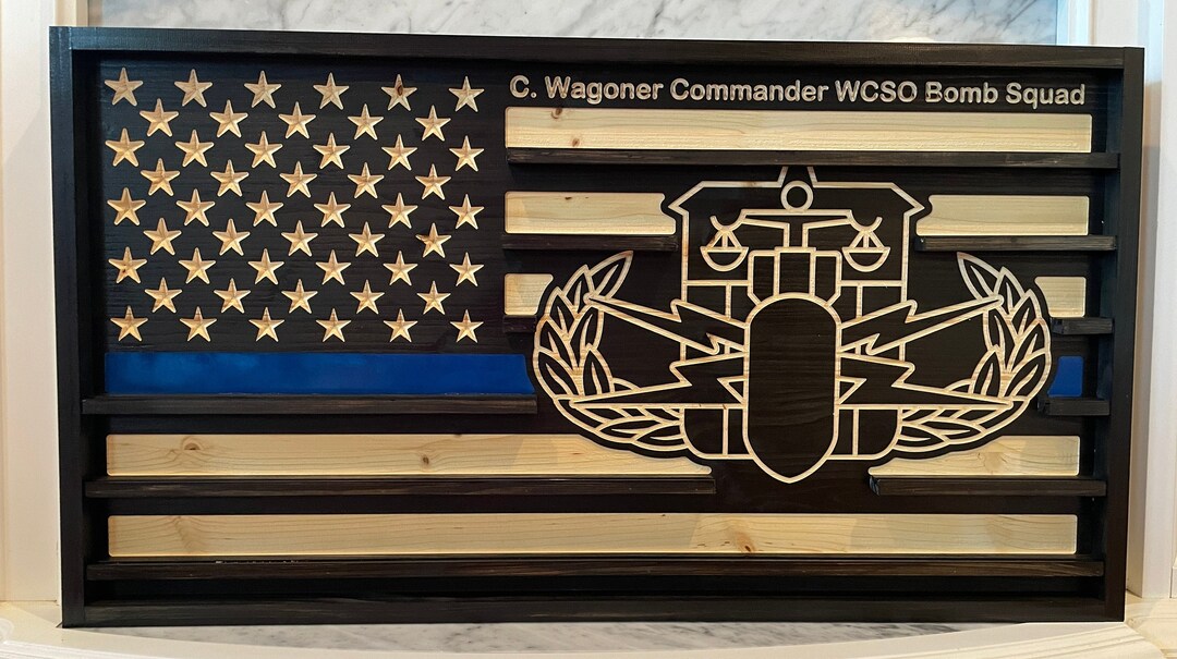EOD/SWAT Flag/ Coin Holder, Bomb Squad Flag, Custom Subdued Wood Flag ...