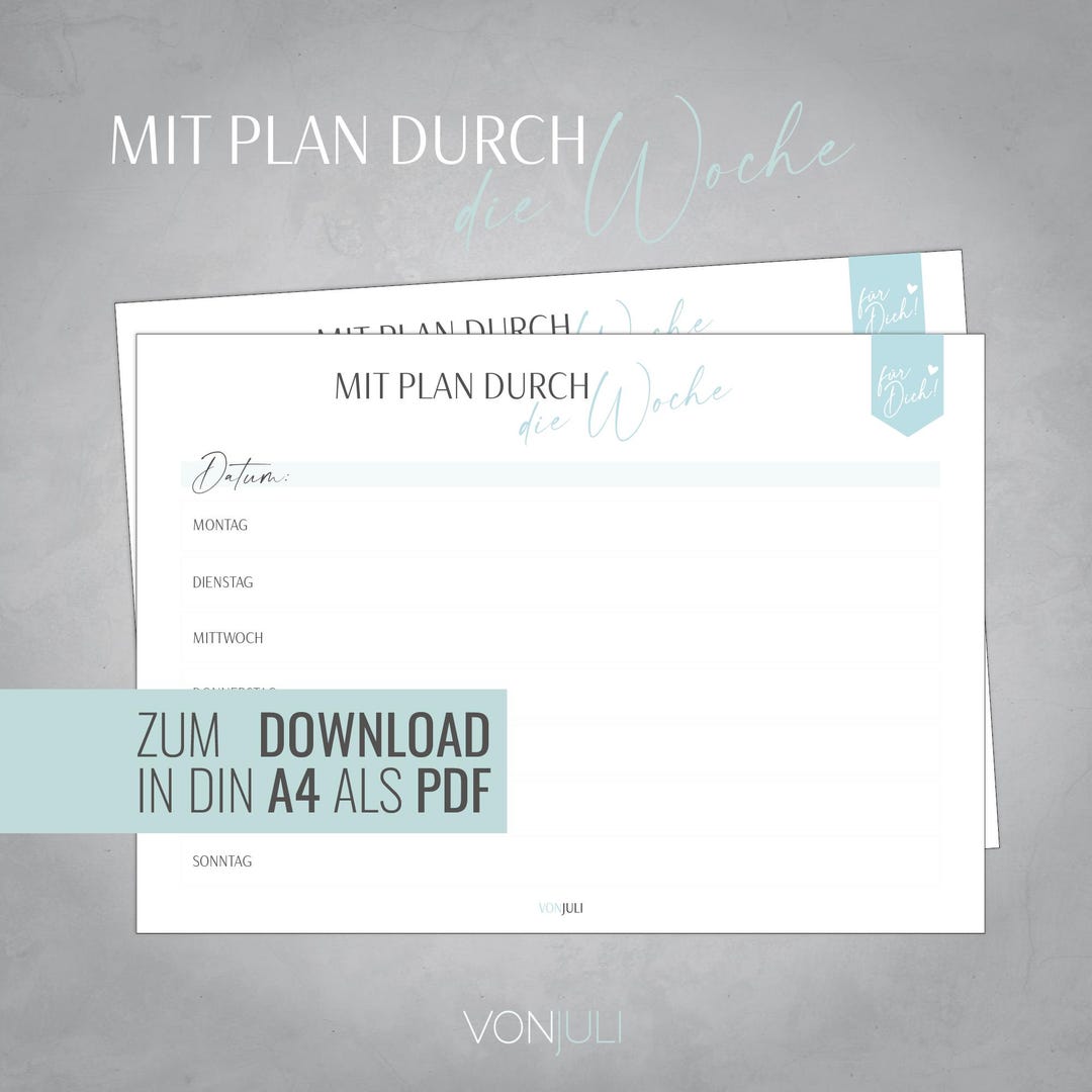 Weekly Planner Template PDF | DIN A5 Printable Weekly Overview | To-do ...