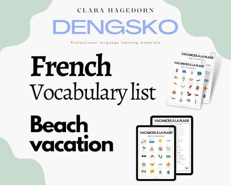 French Vocabulary List - Etsy
