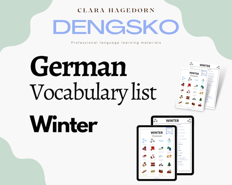 German Vocabulary List - Etsy