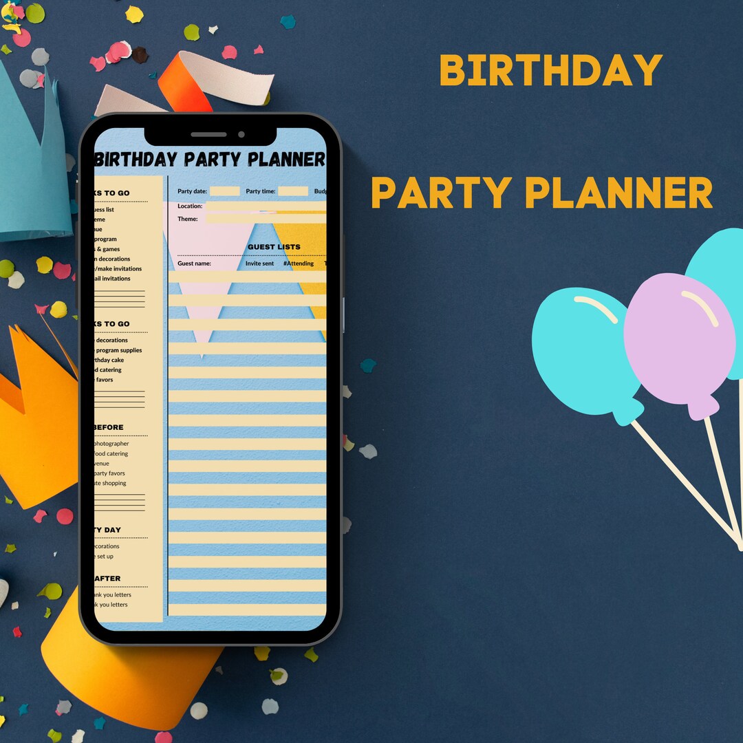 Birthday Party Planner Birthday Party Printable Digital Birthday ...