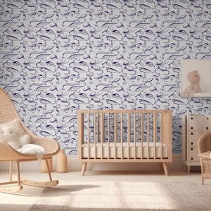 Fish Wallpaper Nautical Peel and Stick Wallpaper Fishing Theme Boys ...