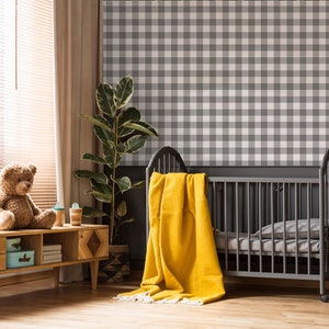 Gray Wallpaper, Gingham Wallpaper, Boy Nursery Wallpaper, Kids ...
