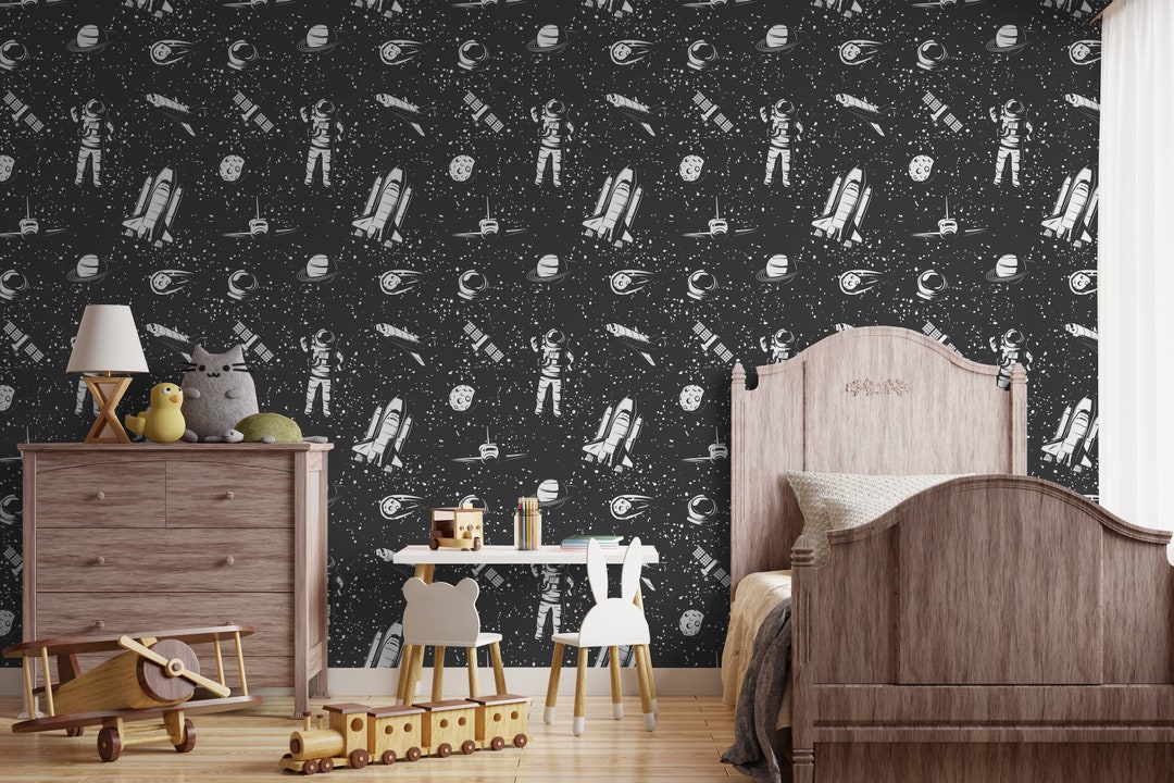 Space Wallpaper, Boy Nursery Wallpaper, Outer Space Wallpapers, UFO ...