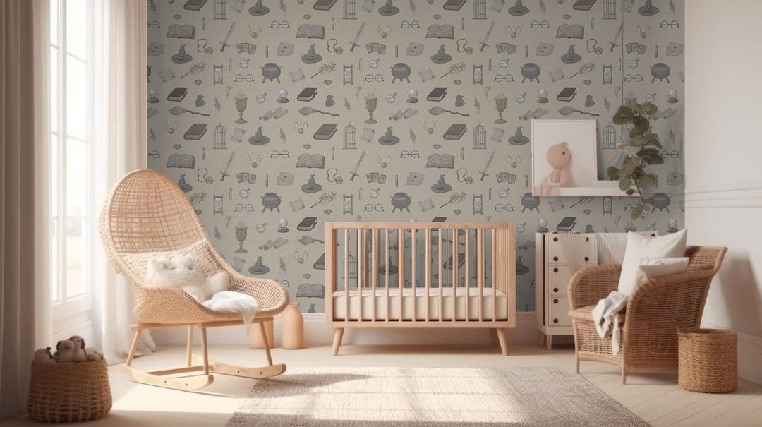 Neutral Magic Wallpaper, Wizard Nursery Decor, Peel and Stick - Etsy