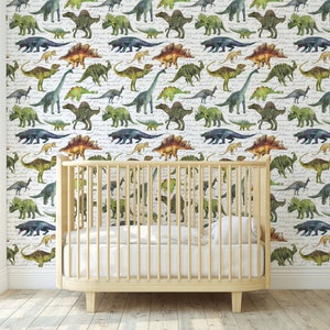 Dinosaur Wallpaper, Boy Nursery, Wallpaper, Dinosaur Wall Art, Boy ...