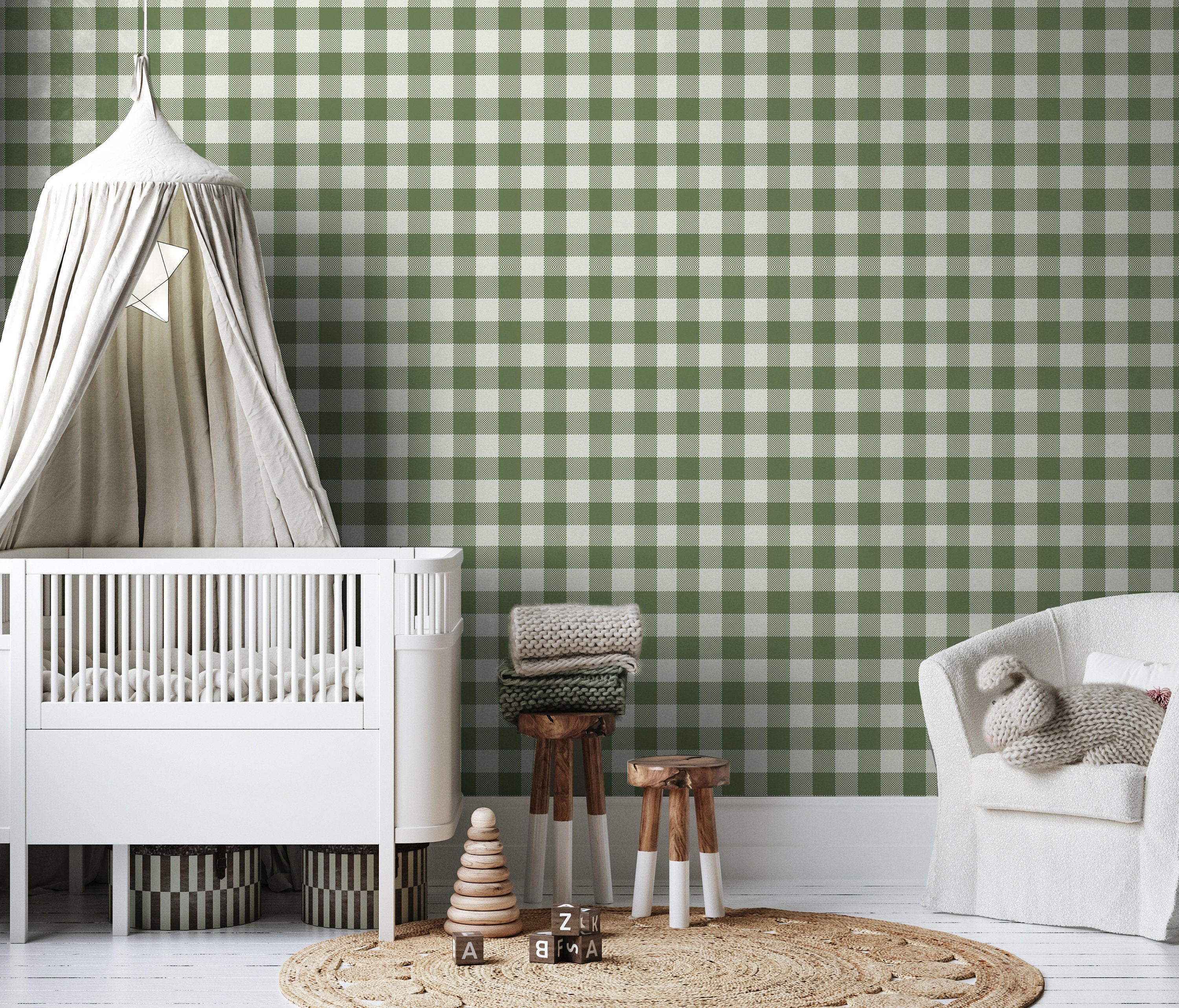 Green Gingham Wallpaper Gingham Wallpapers Plaid Wallpaper - Etsy