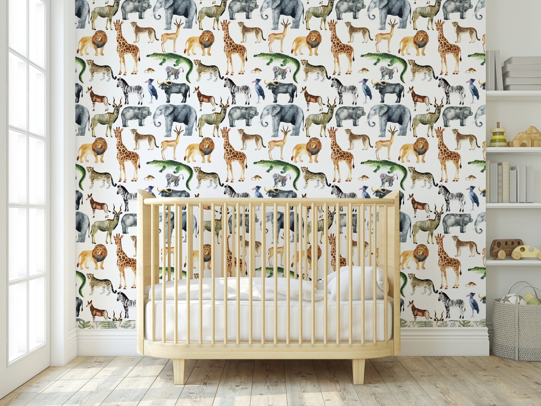 Jungle Wallpaper, Zoo Wallpaper, Nursery Wallpaper, Animal Wallpaper ...