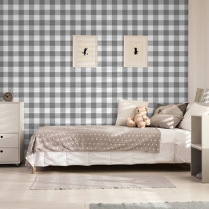 Gray Wallpaper, Gingham Wallpaper, Boy Nursery Wallpaper, Kids ...