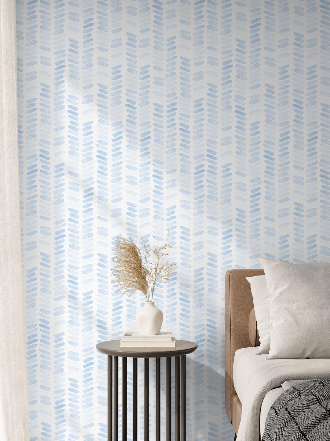 Light Blue Abstract Stripe Peel and Stick Wallpaper - Etsy