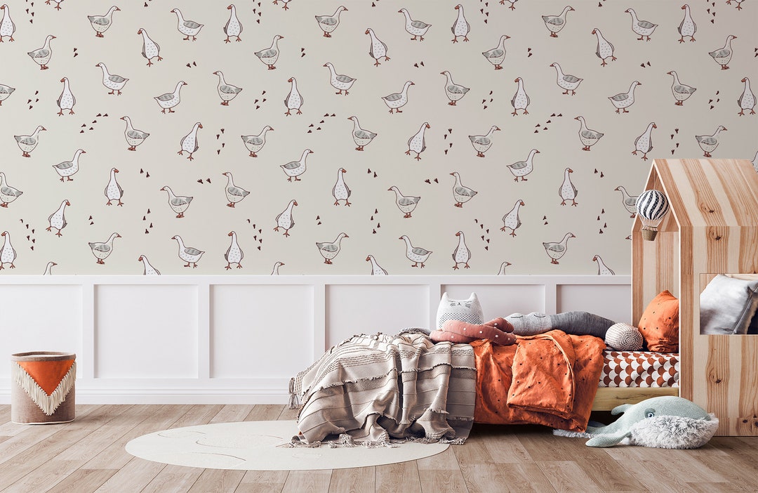 Silly Goose Wallpaper Duck Peel and Stick Wallpaper Goose Nursery ...