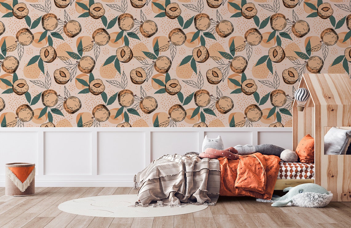 Peach Wallpaper Citrus Wallpaper Fruit Wallpaper Trendy - Etsy