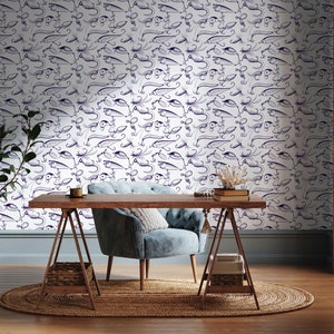 Fish Wallpaper Nautical Peel and Stick Wallpaper Fishing Theme Boys ...