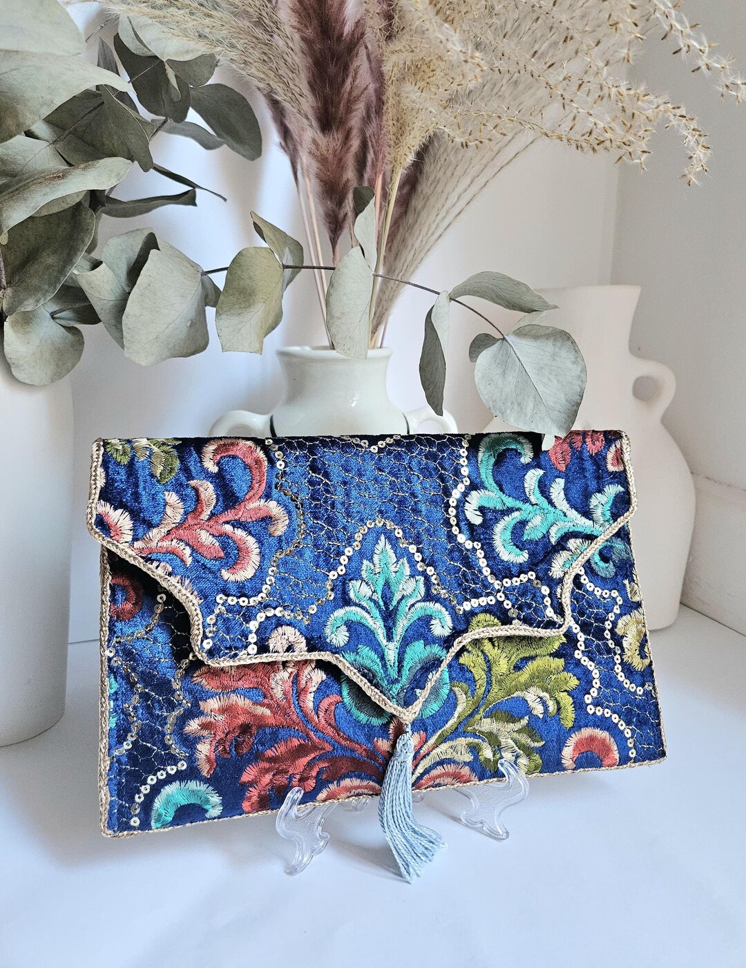 Blue Evening Clutch Navy Blue Clutch Small Shoulder Bag Women's Clutch ...